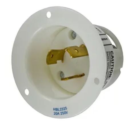 Hubbell HBL2615 30A 125V, NEMA L5-30 Flanged Inlet, white