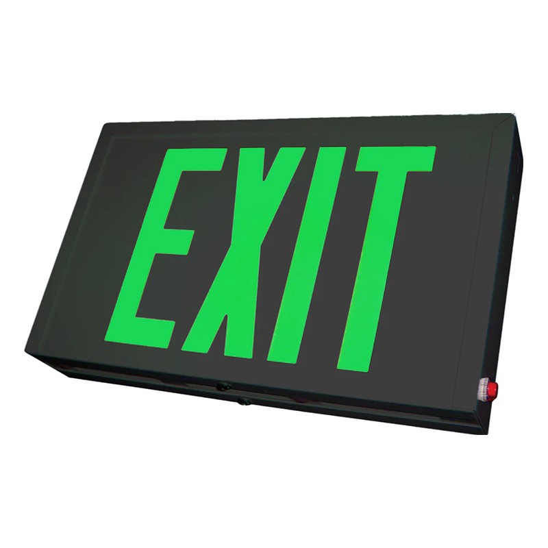 Profusion LED SXTEU2GB Universal Black Housing Green Letters Steel Exit ...