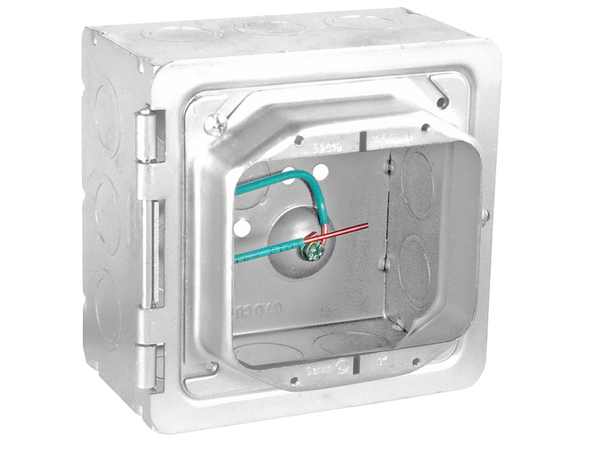 Garvin Southwire 5 Inch Square Box With Hinged 2-Gang 1 Inch Device ... Garvin Southwire 5 Inch Square Box With Hinged 2-Gang 1 Inch Device ...