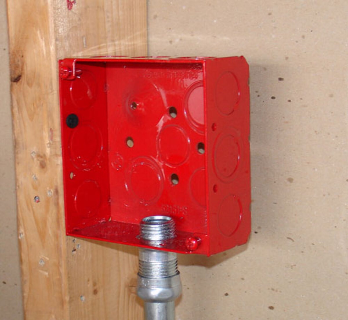 Garvin Southwire 4 Square Junction Box Red 2-1/8 Inch Deep (8) 3/4 Inch ...