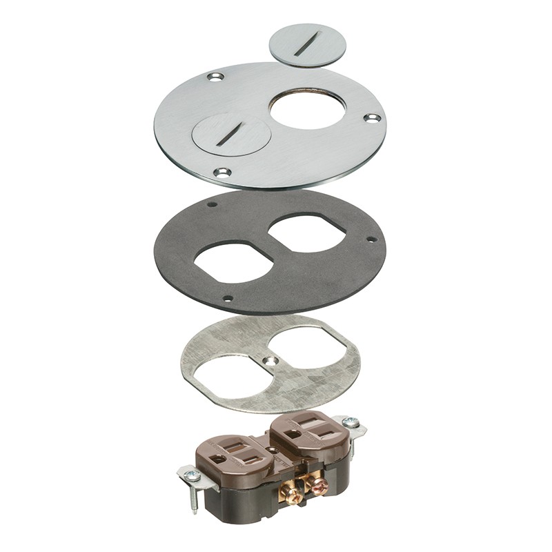 Arlington FLB3520NLTK Round Metal Cover with Threaded Plugs