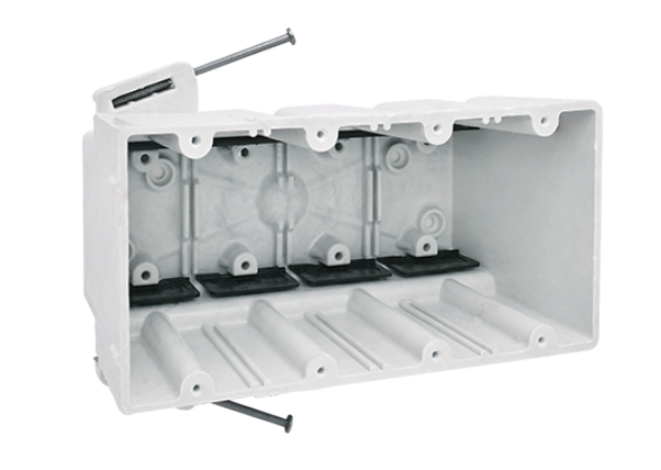 Quad Gang Electrical Box Pack Of 16) Plastic Electrical Box, Grey