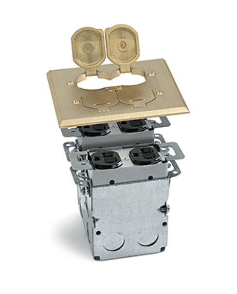 LEW ELECTRIC SWB-4-LR 2 GANG BOX, BRASS, FLIP LID COVER W/(2) DUPLEX ...